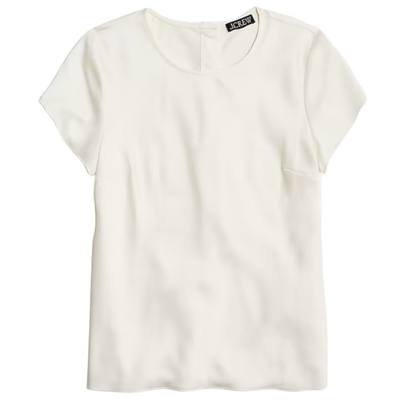 J. Crew | Tops | J Crew Ivory Short Sleeve Button Back Top Everyday ...